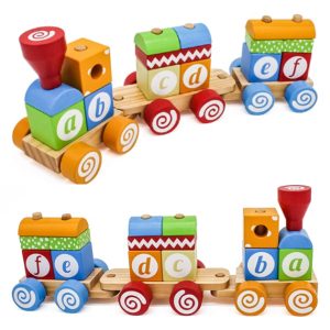 Kidzabi Stacking Wooden Block Train Toy for Kids| PLUGnPOINT
