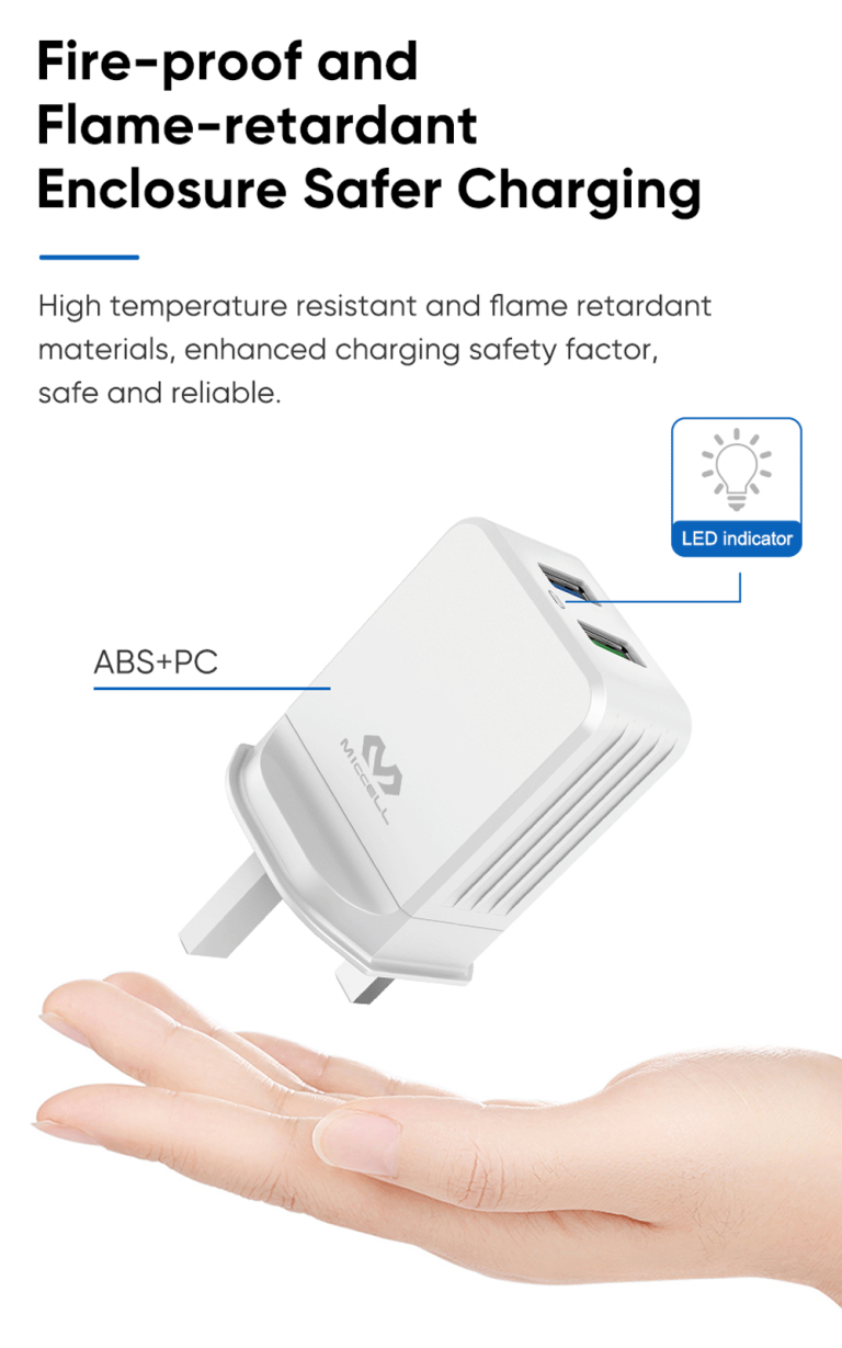 Miccell 5v 2.4a With Dual Port USB Wall Charger | PLUGnPOINT