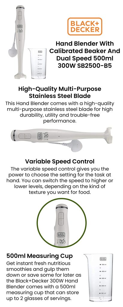 Black+Decker 300W Stick Blender – SB2500-B5 - PLUGnPOINT - The Marketplace