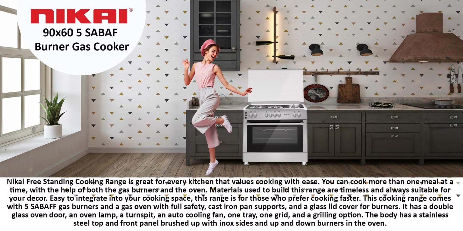Nikai U9066FSSPTN10 Gas Cooker 90X60cm 5 Burners | PLUGnPOINT