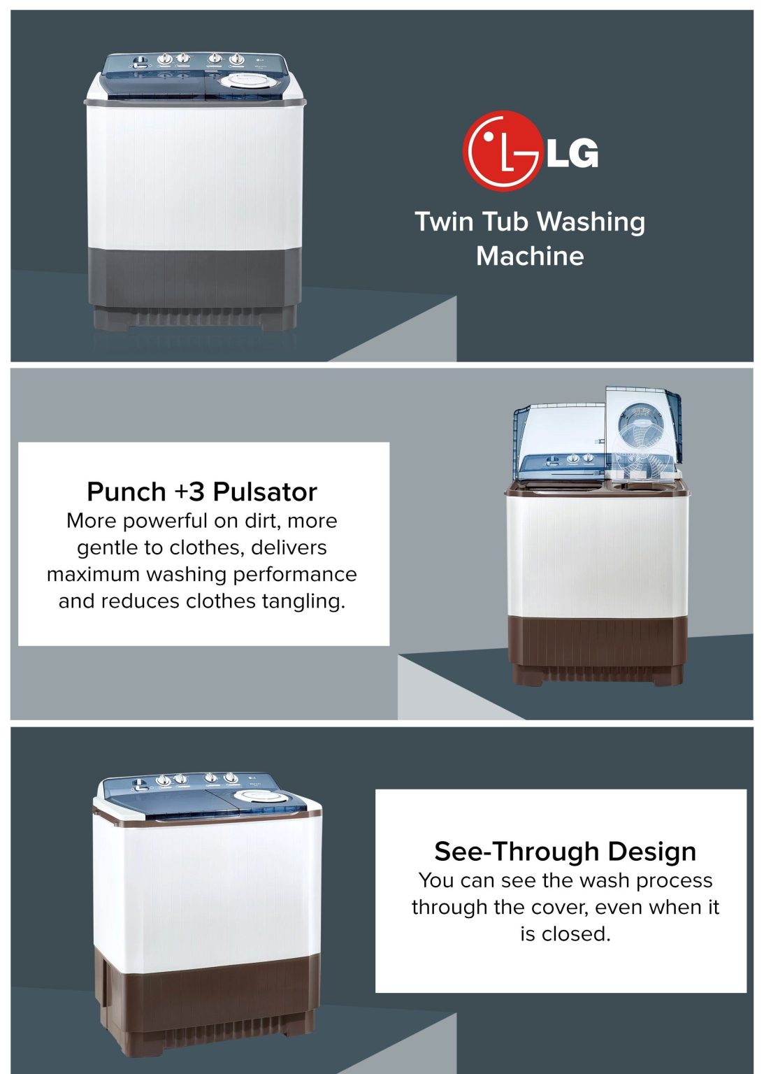 LG 10kg Twin Tub Washing Machine - P1461RWN5L
