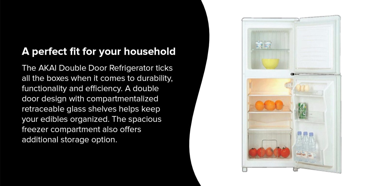 AKAI RFMA-178HS Double Door Refrigerator 170 Ltr | PLUGnPOINT