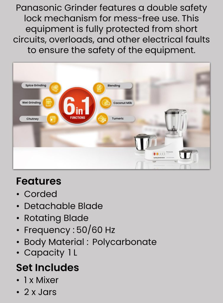 Panasonic MX-AC300 Mixer Grinder With 3 Jar | PLUGnPOINT
