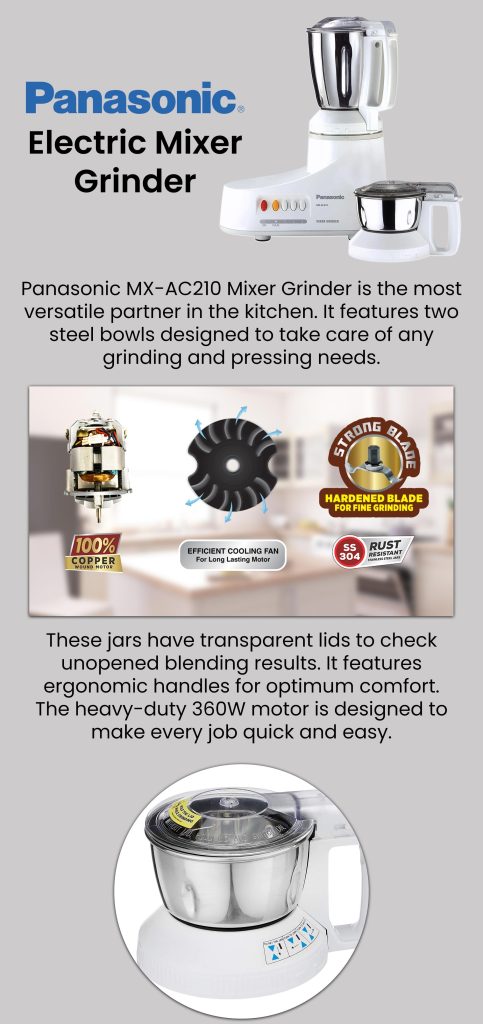 Panasonic MX-AC300 Mixer Grinder With 3 Jar | PLUGnPOINT