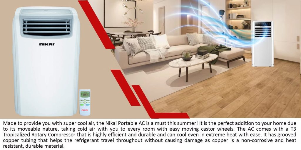 NIKAI NPAC12512A4 1 Ton Portable Air Conditioner | PLUGnPOINT