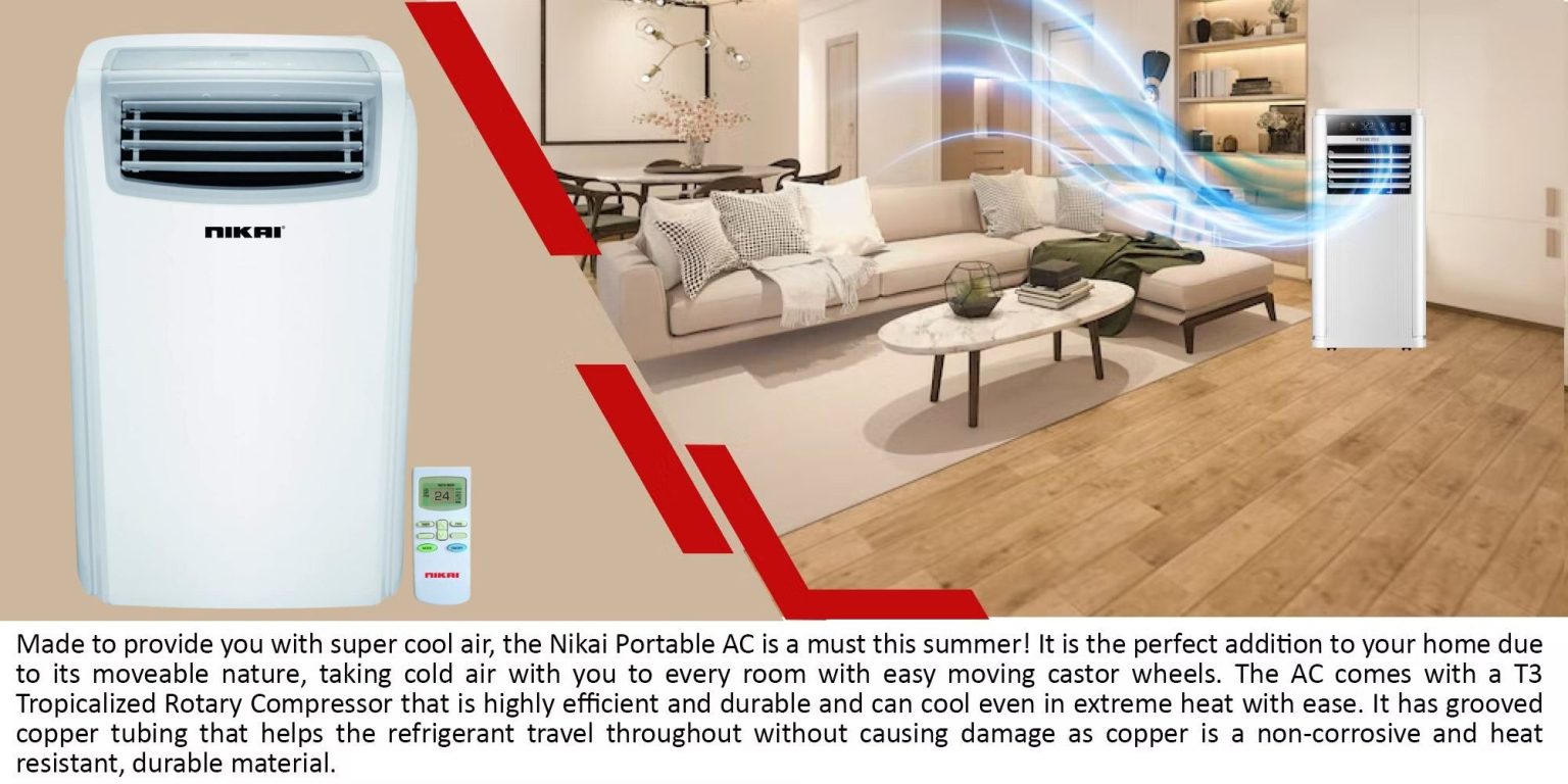 NIKAI NPAC12512A4 1 Ton Portable Air Conditioner | PLUGnPOINT