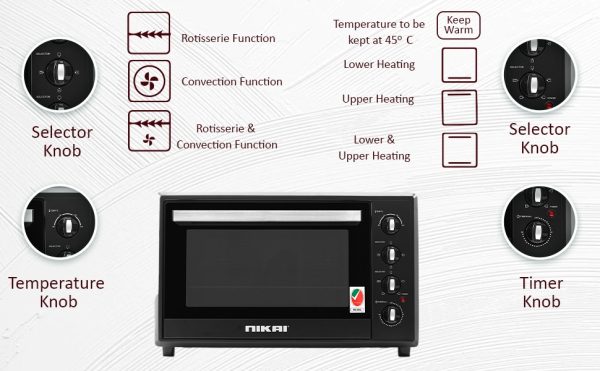 Nikai NT1008RCAX Double Glass Electric Oven 100L | PLUGnPOINT