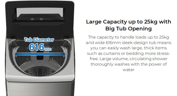 Hitachi 25kg Top Load Washing Machine - SFP250ZFVAD3CG