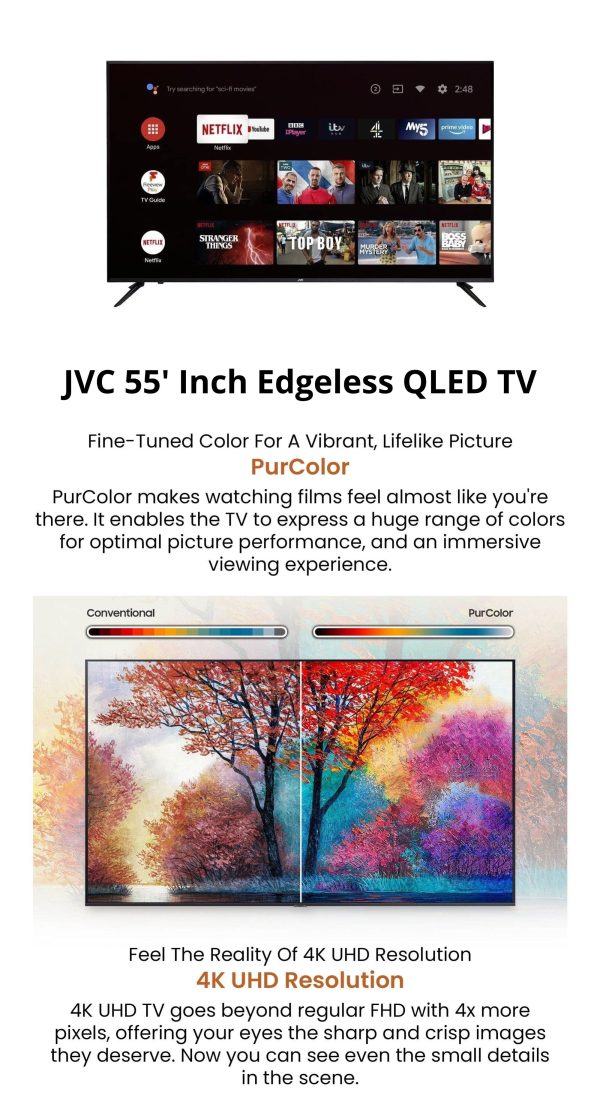 JVC LT-55NQ6115 55 Inch QLED 4K UHD Android Tv | PLUGnPOINT