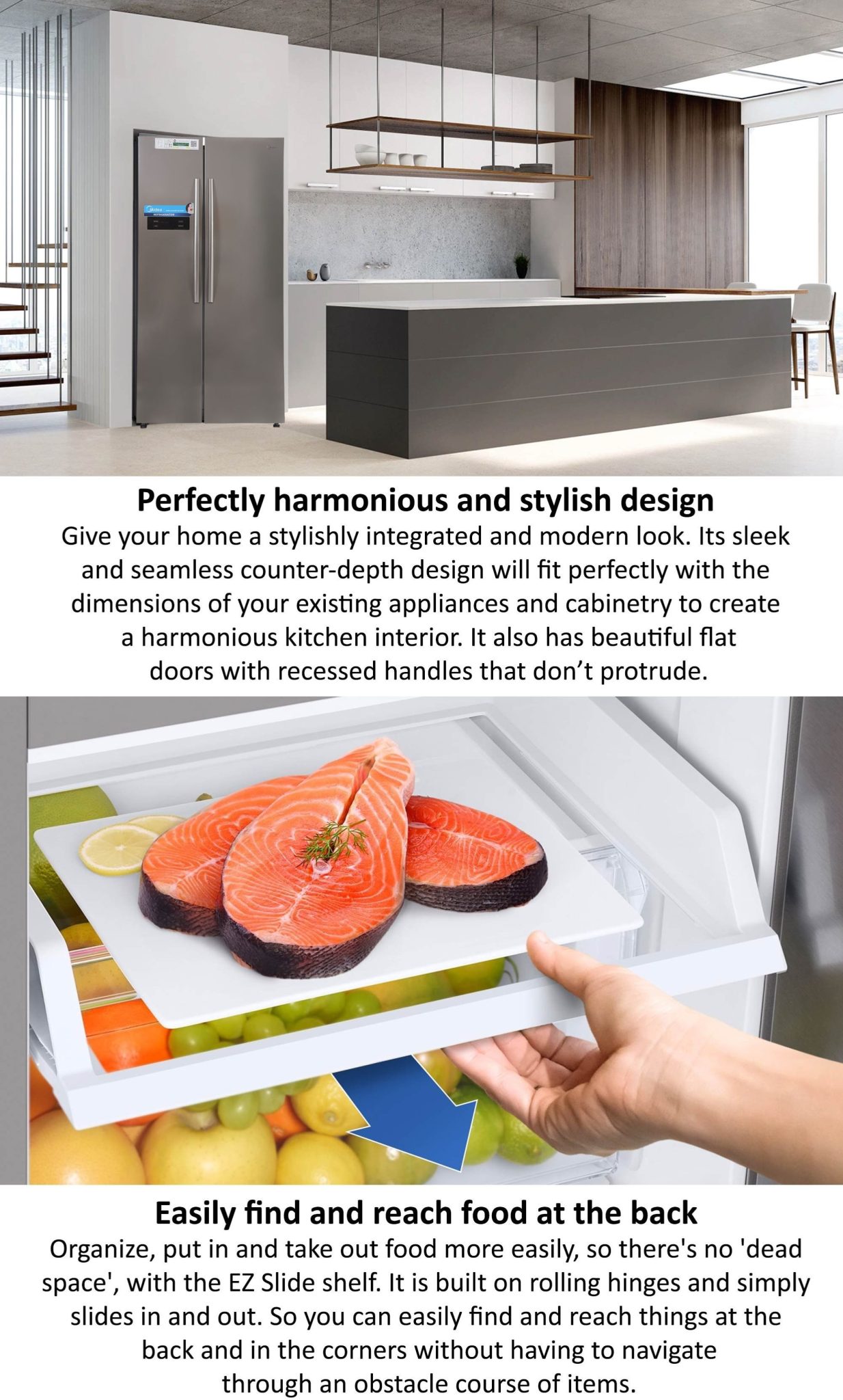 Midea HC689WENS Side by Side Refrigerator 527L | PLUGnPOINT