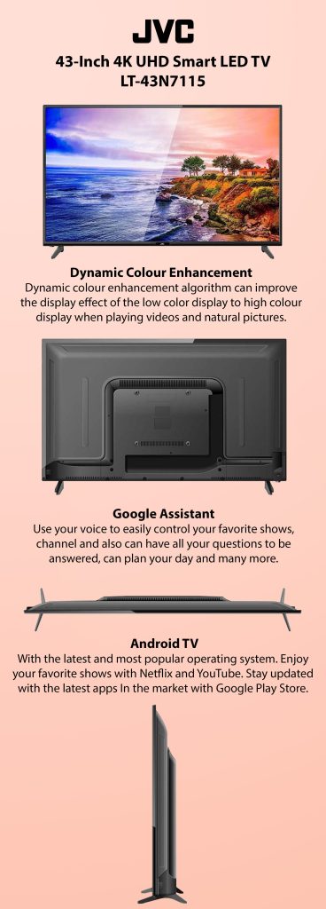JVC LT-43N7115 43 Inch 4K UHD Edgeless Smart TV | PLUGnPOINT