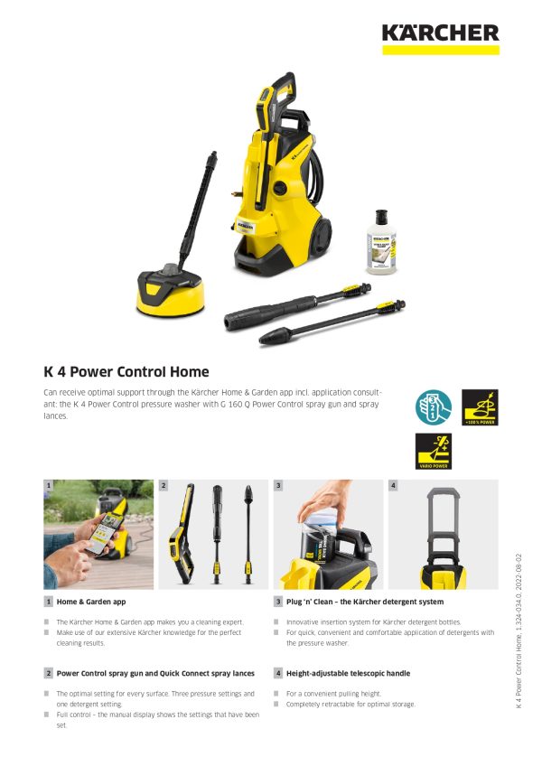 Karcher K 4 Power Control Home High Pressure Washer | PLUGnPOINT