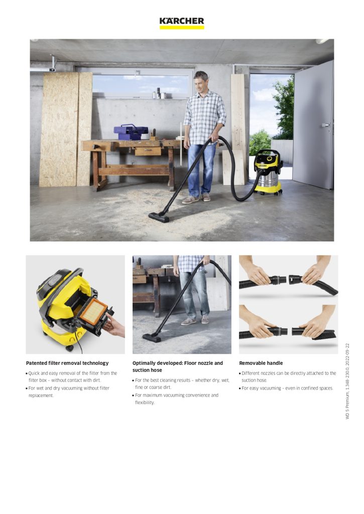 Karcher WD 5 Premium Wet and Dry Vacuum Cleaner | PLUGnPOINT