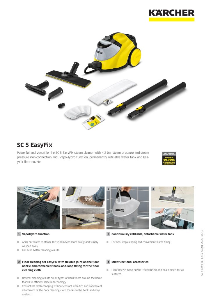 Karcher Steam Cleaner - SC 5 Easy Fix (yellow) Iron Plug*GB