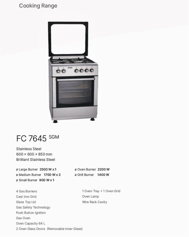 MODENA Freestanding Cooker, Silver – FC7645SGM - PLUGnPOINT - The ...