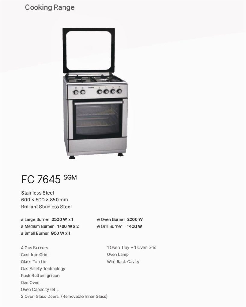 MODENA Freestanding Cooker, Silver – FC7645SGM - PLUGnPOINT - The ...