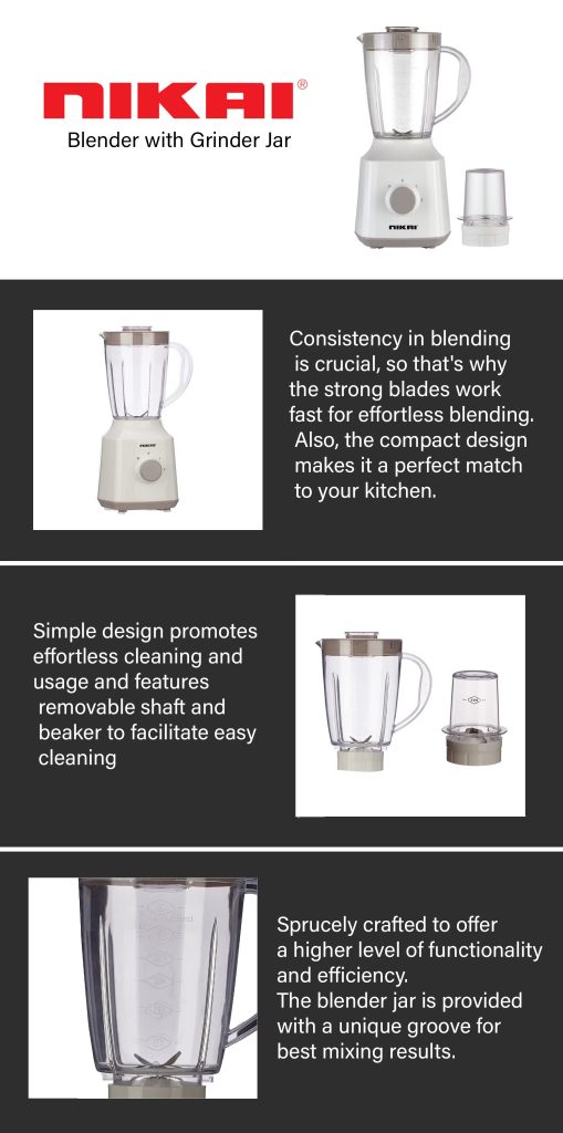Nikai Blender NB1700T3 with Jar Grinder 1.5 L | PLUGnPOINT