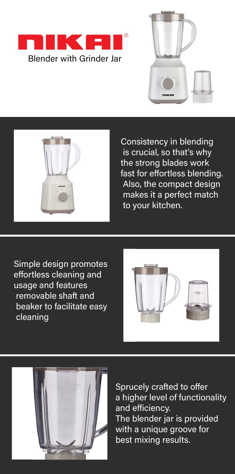 Nikai Blender NB1700T3 with Jar Grinder 1.5 L | PLUGnPOINT