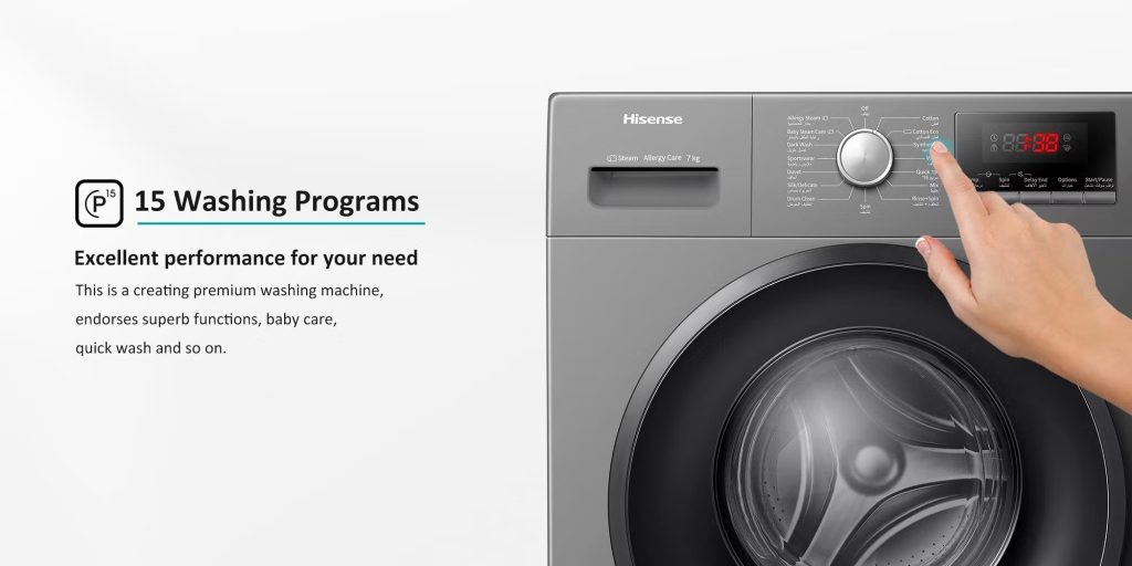 Hisense Washing Machine 7KG with Steam Wash, Silver – WFPV7012MT ...
