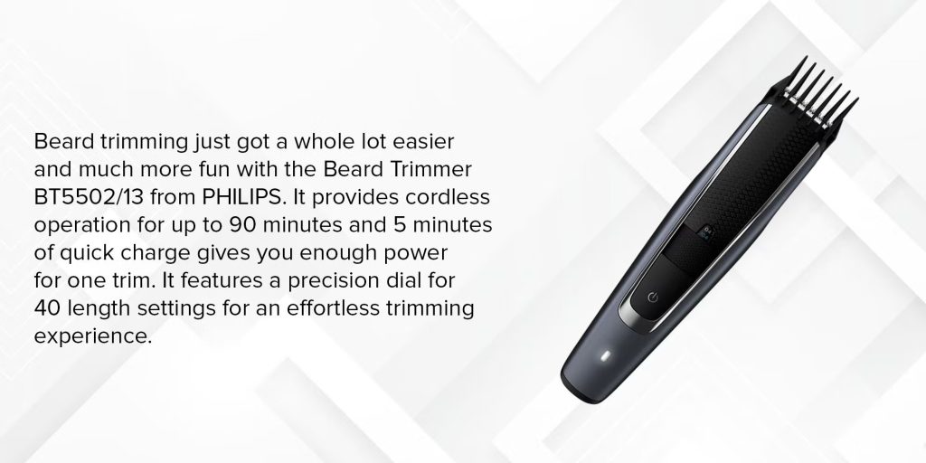 Philips Series 5000 Beard Trimmer, Black and Silver – BT5502/13 ...