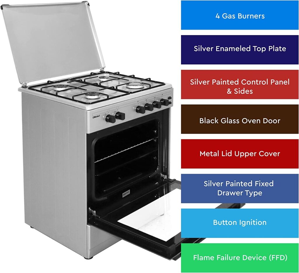Nobel NGC6600 4 Burner Gas Cooker with Oven | PLUGnPOINT