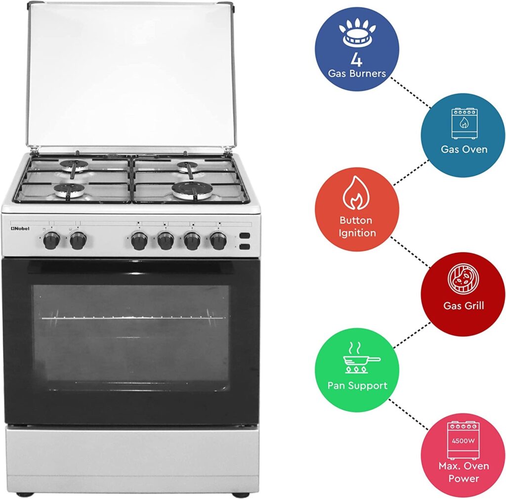 Nobel NGC6600 4 Burner Gas Cooker with Oven | PLUGnPOINT