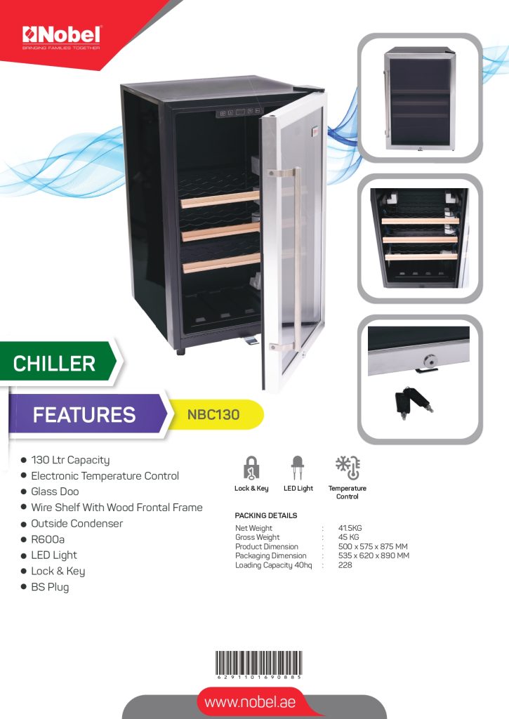 Nobel 54 Bottle Chiller Black 130 L – NBC130 | PLUGnPOINT