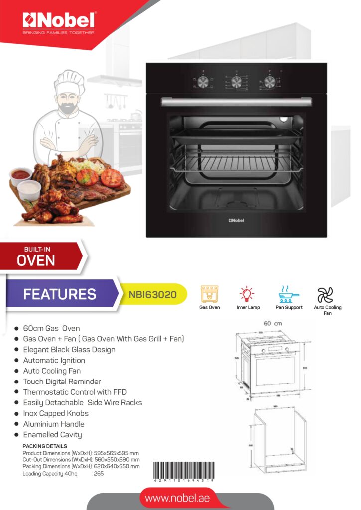 Nobel NBI63020 Gas Built in Oven 60 Cm | PLUGnPOINT