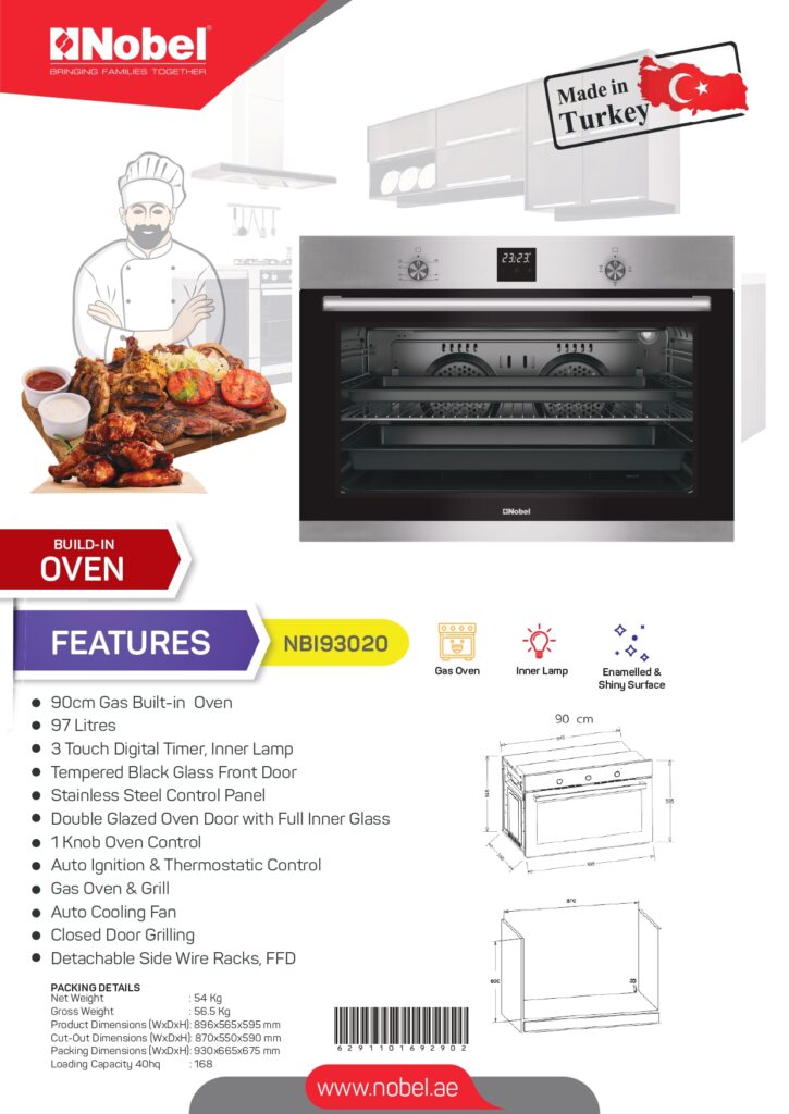 Nobel NBI93020 gas built in oven 97 Liters | PLUGnPOINT