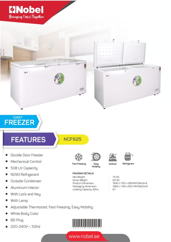 Nobel NCF625 Chest Freezer 508 Liter | PLUGnPOINT