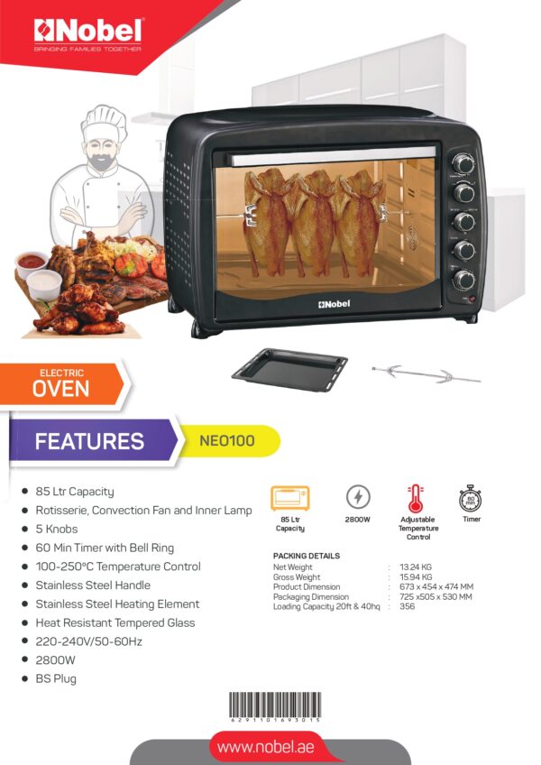 Nobel NEO100 Electric Oven 85 Liters | PLUGnPOINT