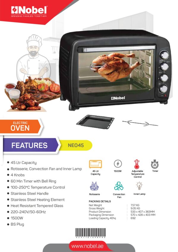 Nobel NEO45 Electric Oven 45 Liter | PLUGnPOINT