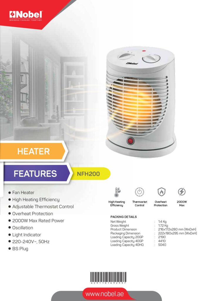 Nobel NFH200 Fan Heater 2000 W | PLUGnPOINT