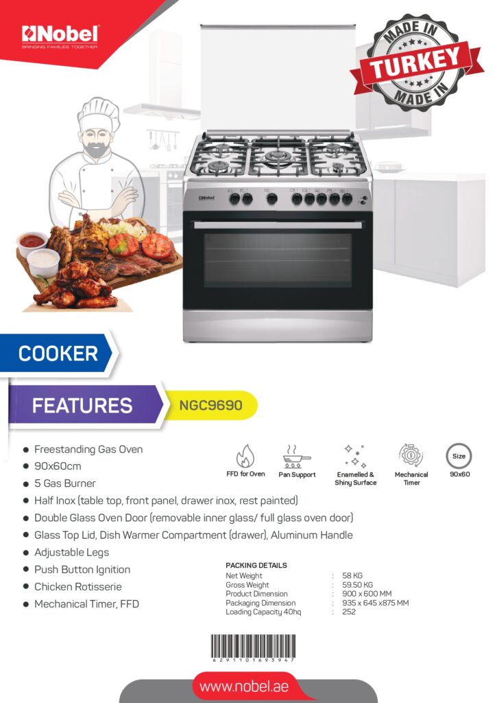 Nobel NGC9690 Gas Cooker 90X60 | PLUGnPOINT