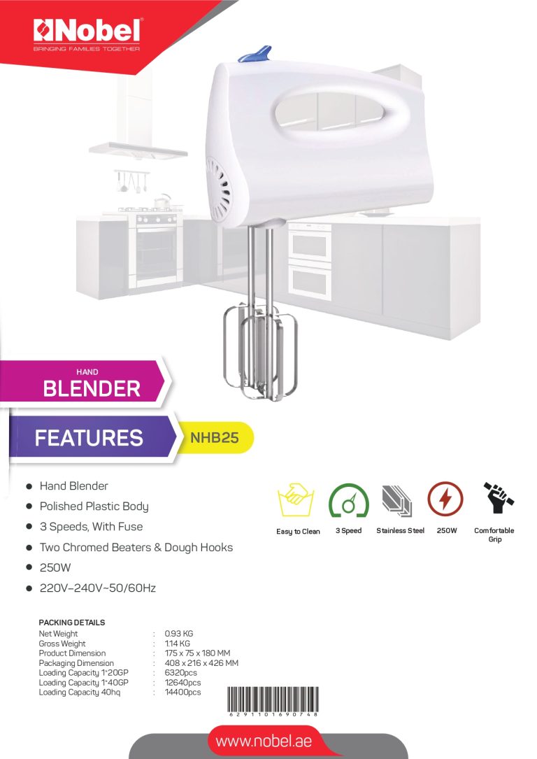 Nobel NHB25 Hand Blender 250 Watt | PLUGnPOINT