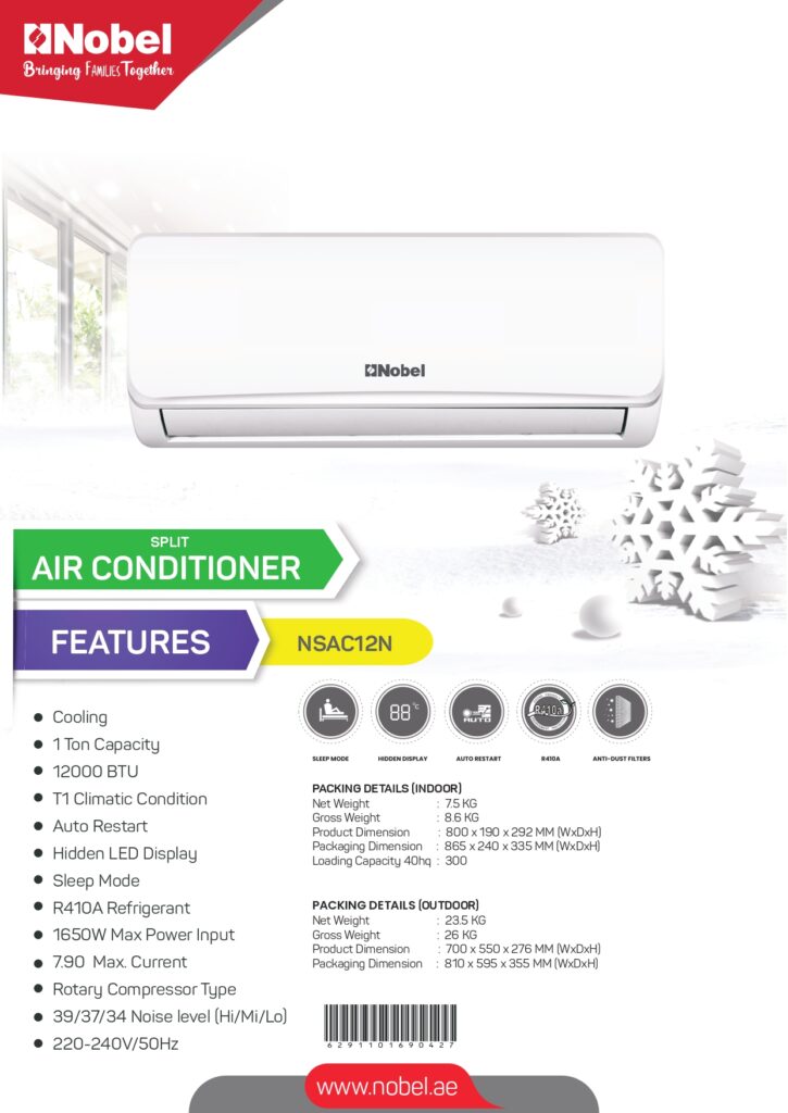 Nobel NSAC12N Split AC 1 Ton 12000 BTU | PLUGnPOINT