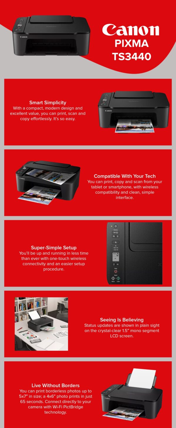 Canon PIXMA TS3440 Wireless Color All-in-One Inkjet Printer