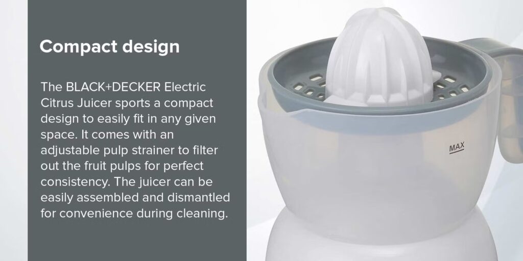 Black+Decker CJ200-B5 Electric Citrus Juicer 0.5L | PLUGnPOINT