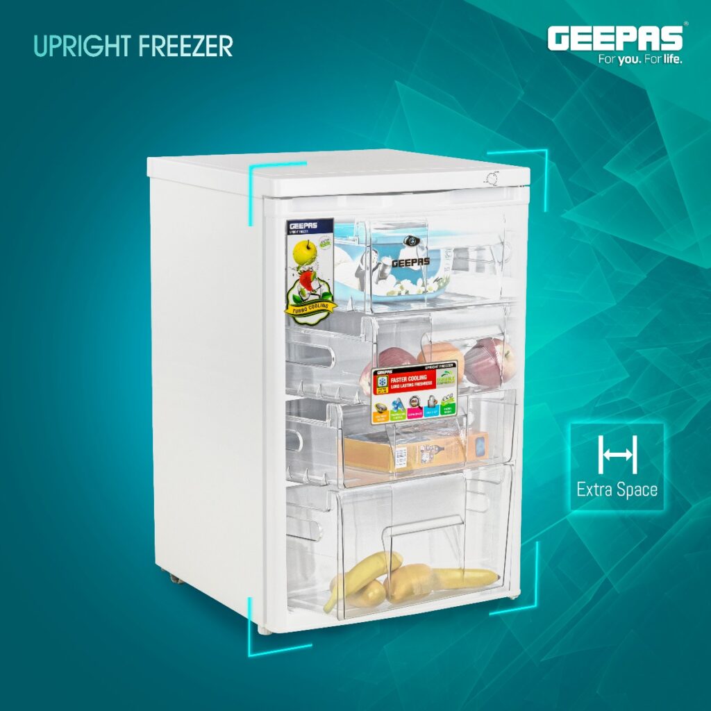Geepas GRFU1206 120L Upright Freezer | PLUGnPOINT