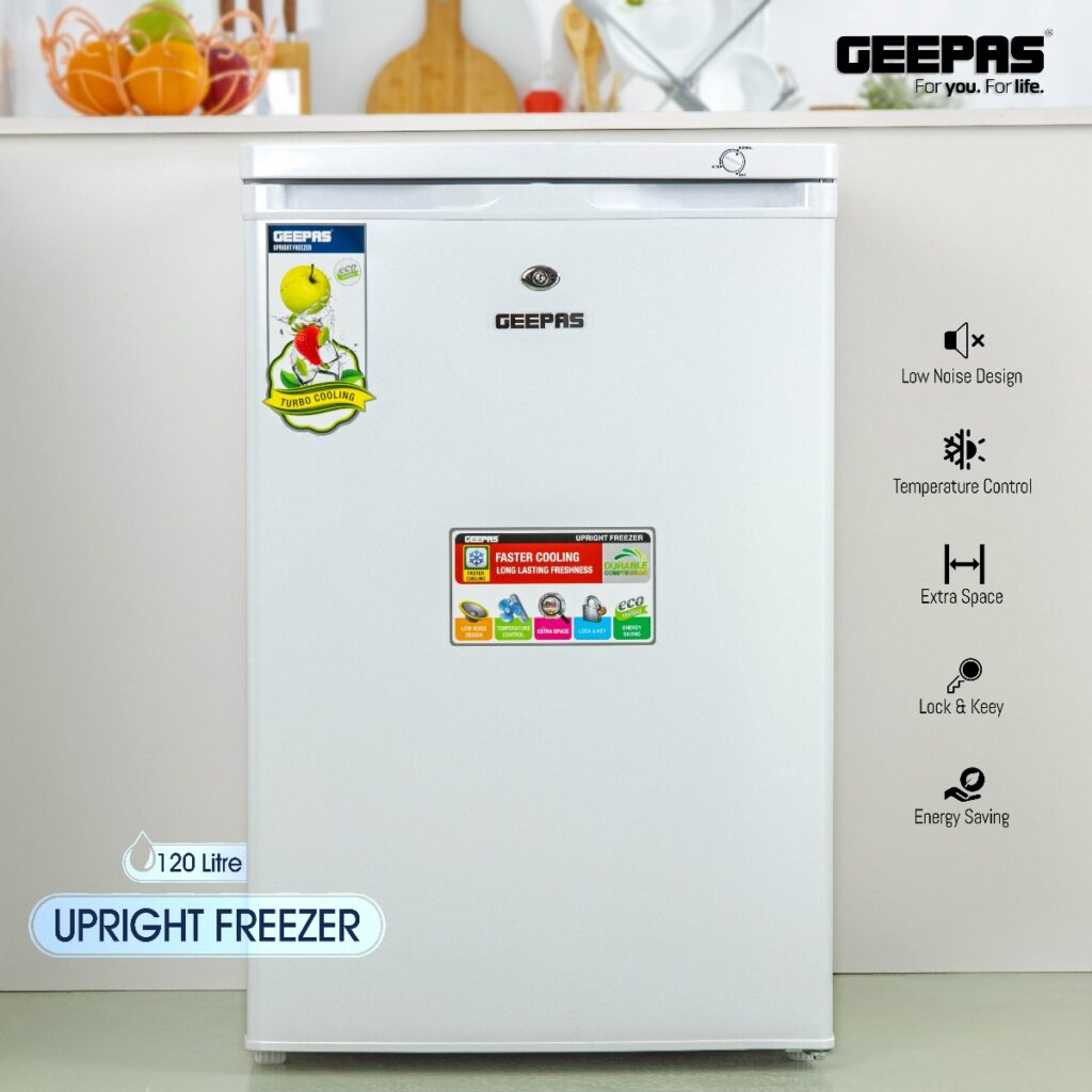 Geepas GRFU1206 120L Upright Freezer | PLUGnPOINT