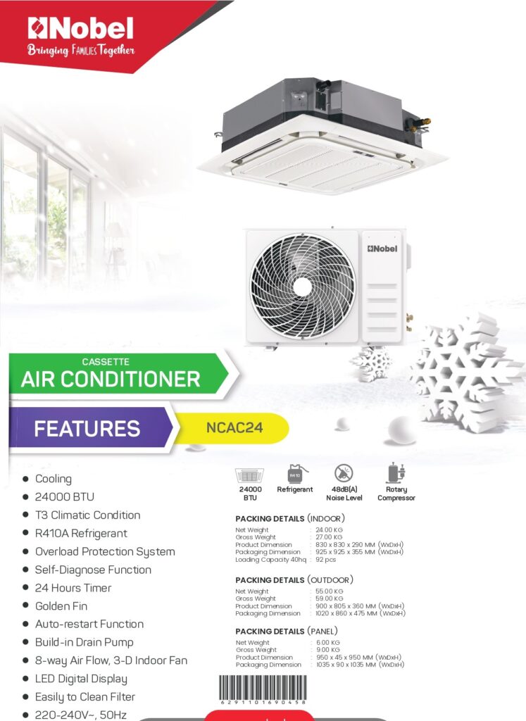 Nobel NCAC24 Cassette Air Conditioner 24000 BTU 2 Ton