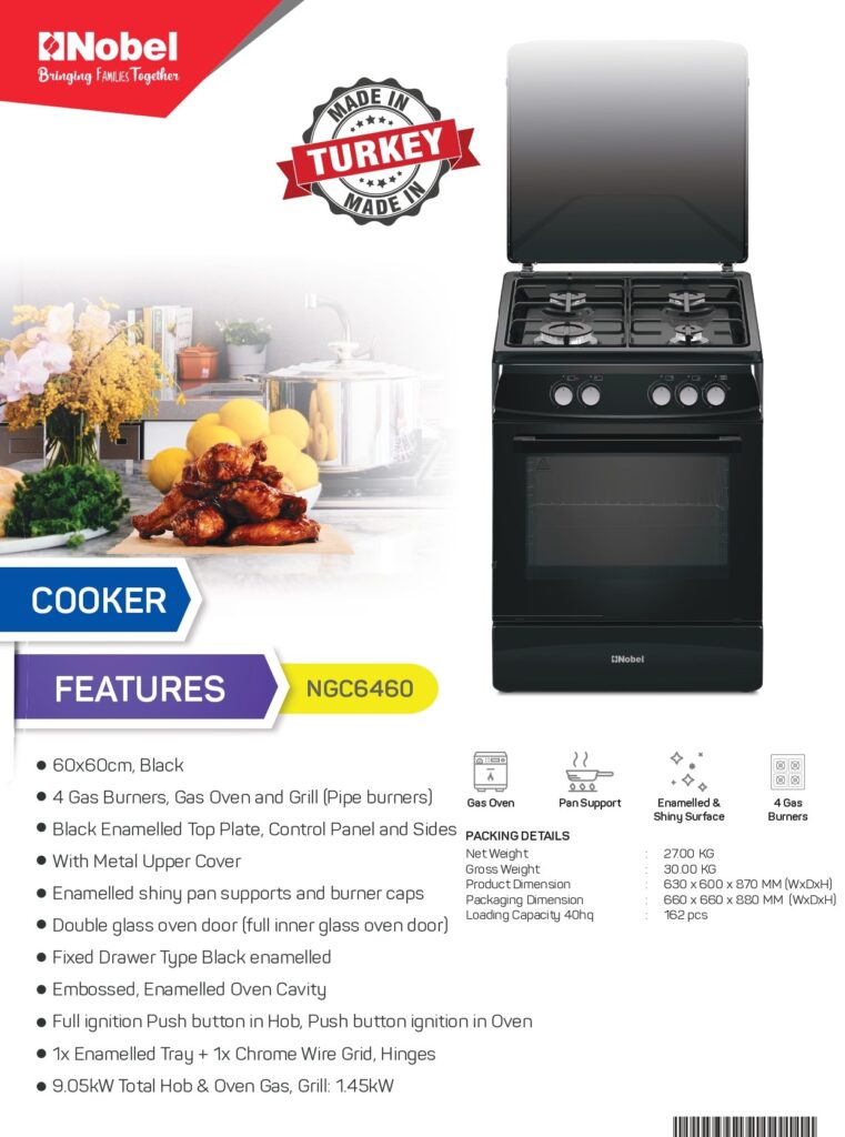 Nobel NGC6460 4 Gas Burner Cooker 60 x 60 cm | PLUGnPOINT