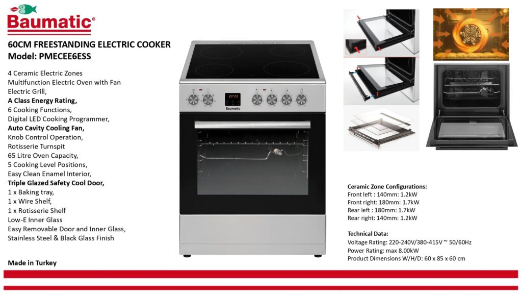 Baumatic PMECEE6ESS Freestanding Electric Range Cooker | PLUGnPOINT