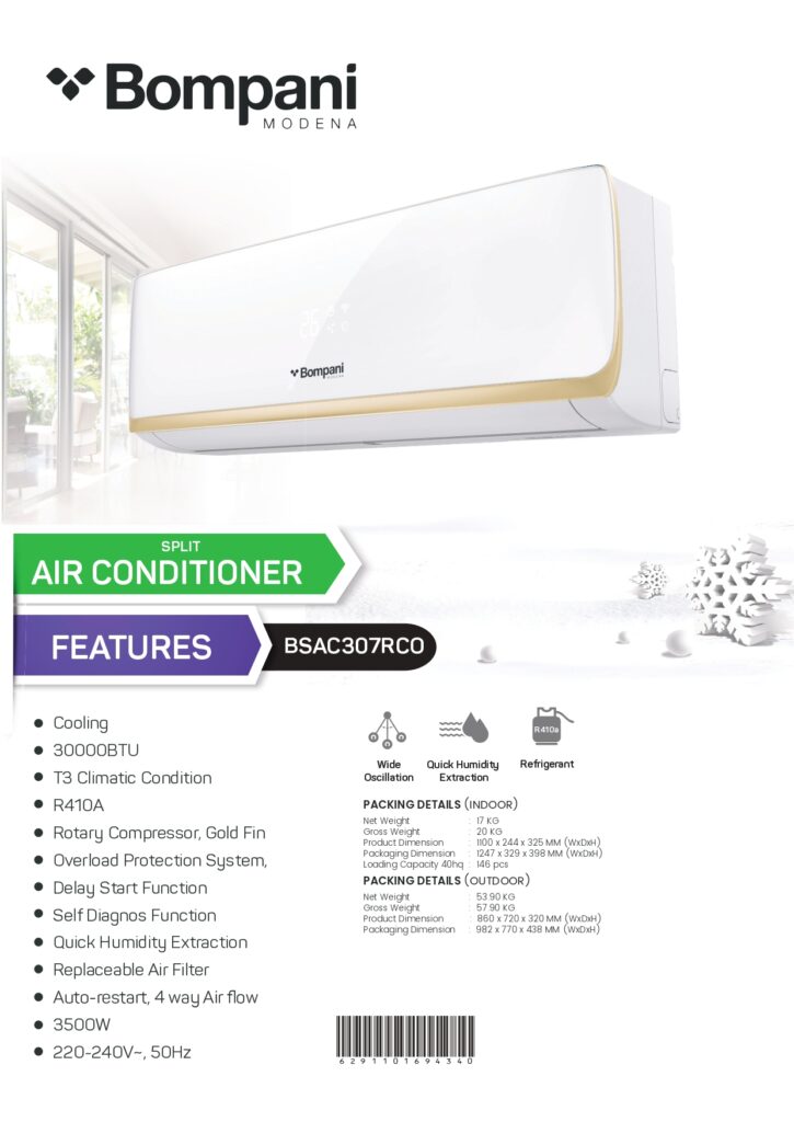 Bompani BSAC307RCO Split Air Conditioner | PLUGnPOINT