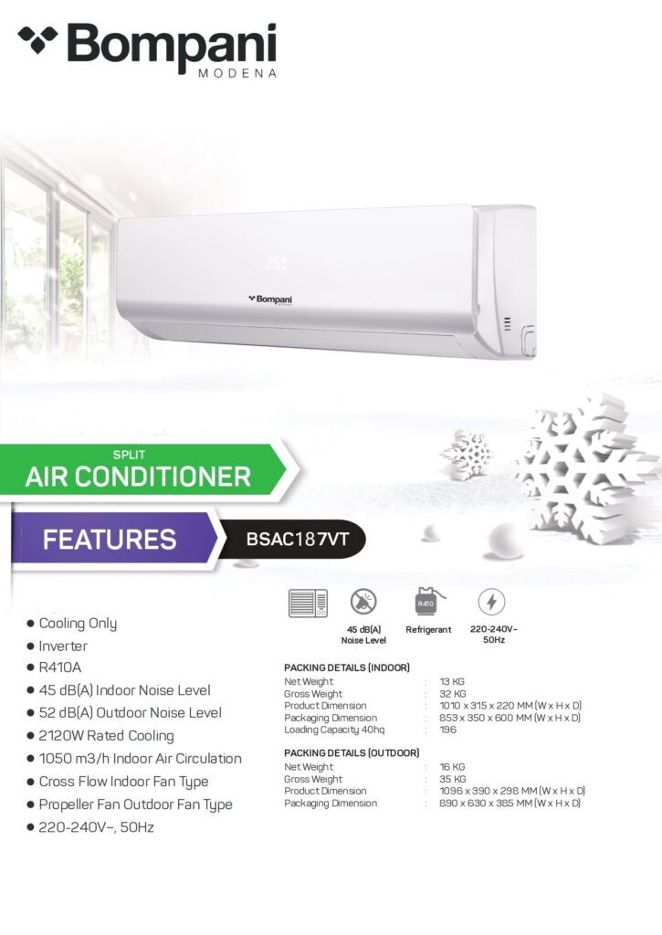 Bompani BSAC187VT Split Air Conditioner 1.5 Ton | PLUGnPOINT